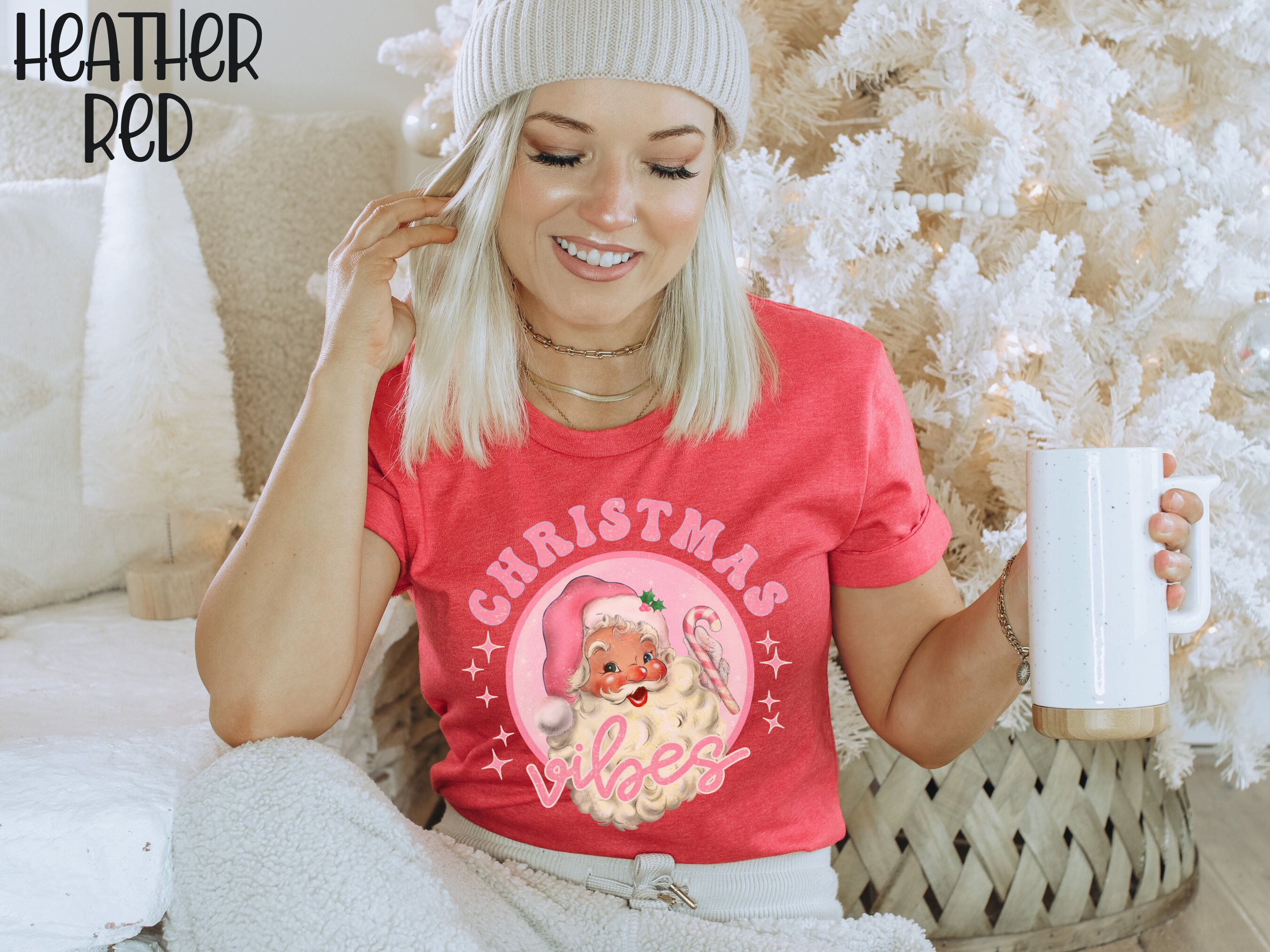 Pink Retro Santa Tee, Pink Christmas Santa Graphic sold by DianBeer ...