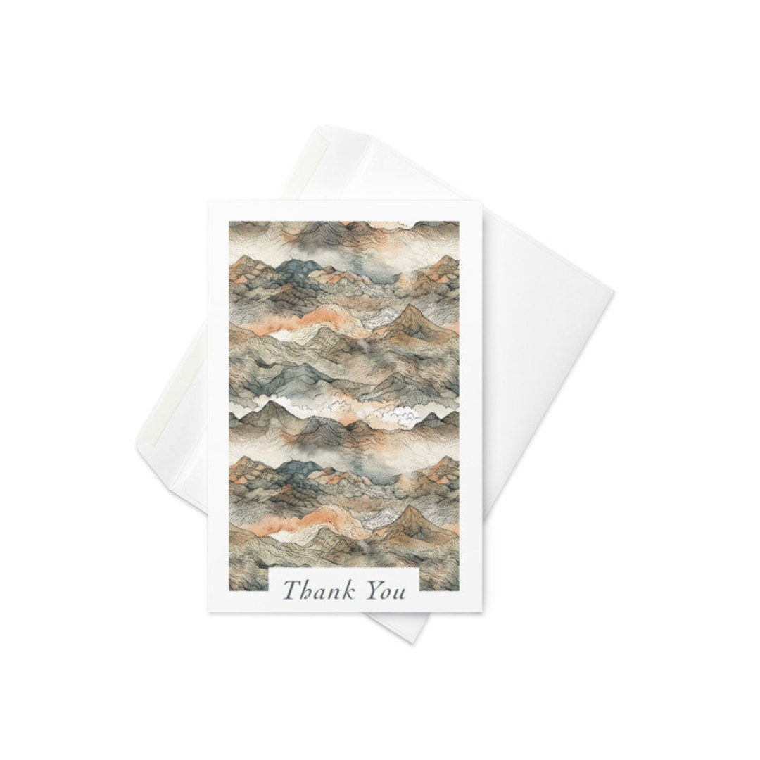 Mountain Sunset Thank You Card - Etsy