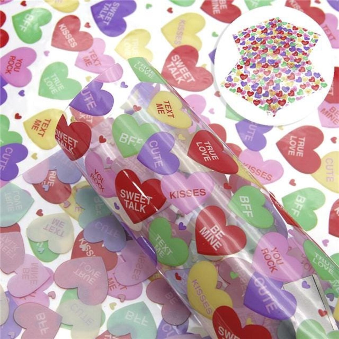 Valentine's Day Conversation Hearts Transparent Faux Leather Sheet - Etsy