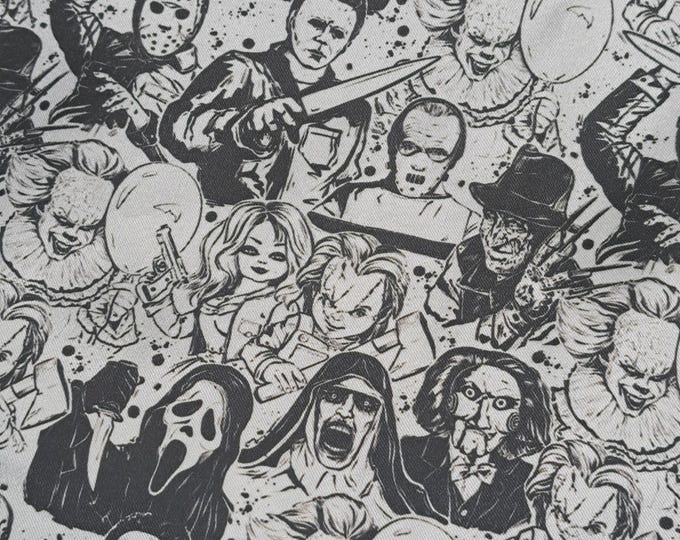 Horror Villains Halloween SATIN Fabric by the HALF Yard - Etsy