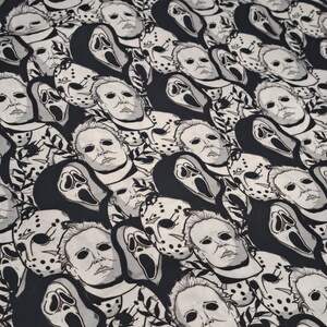 Black and White Horror Halloween Faces 100% Cotton Fabric | 1/2 Yard - Etsy