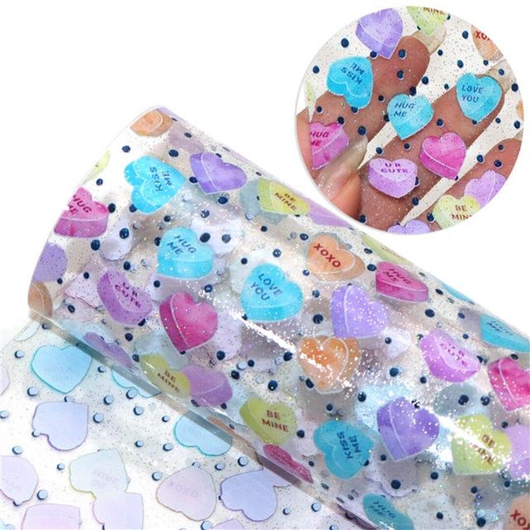 Valentine's Day Conversation Hearts Glitter Transparent Faux Leather ...