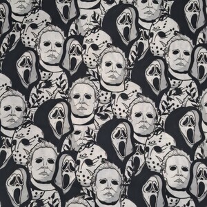Black and White Horror Halloween Faces 100% Cotton Fabric | 1/2 Yard - Etsy