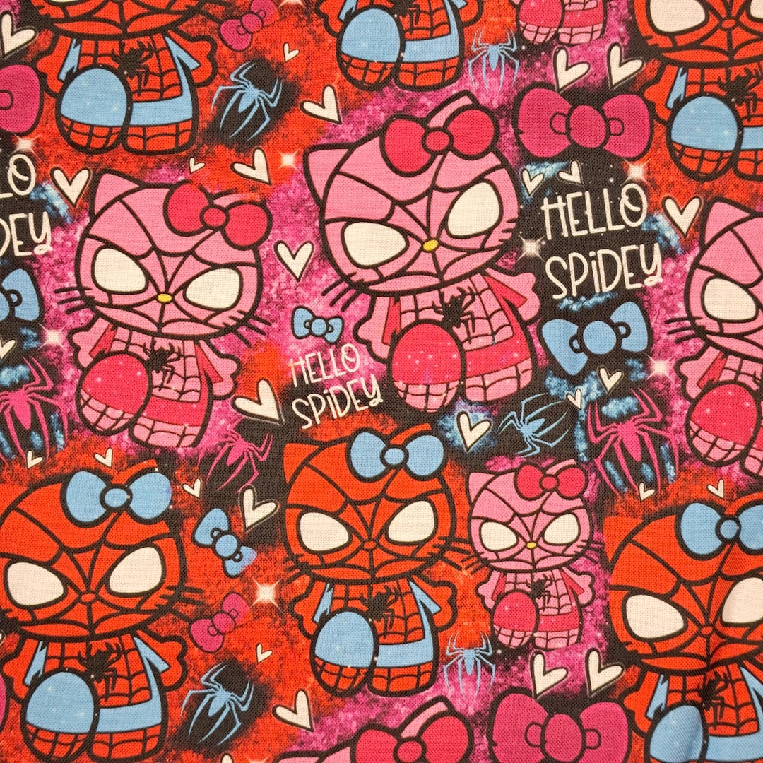 Hello Kitty as Spiderman Hello Spidey Print Inspired 100% Cotton Fabric ...
