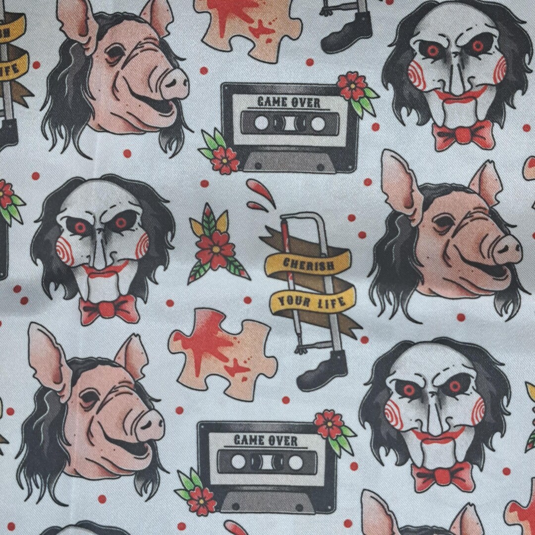 Game Over Halloween Horror SATIN Fabric by the HALF Yard - Etsy