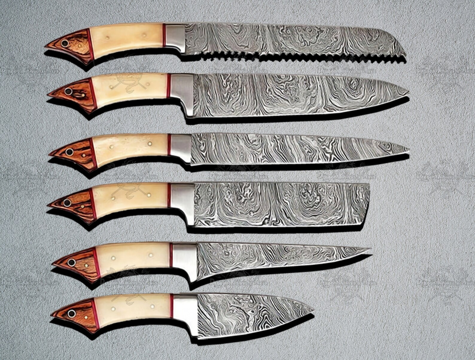 Beautiful Custom Damascus Carbon Steel Chef Set Kitchen - Etsy