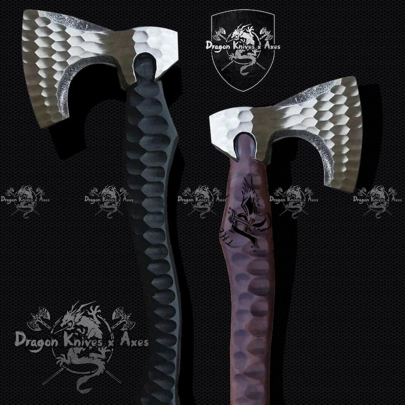 Best Gift Idea Viking Bearded Camping Axe Custom Gift Forged Carbon Steel Axe Rose Wood Shaft ...