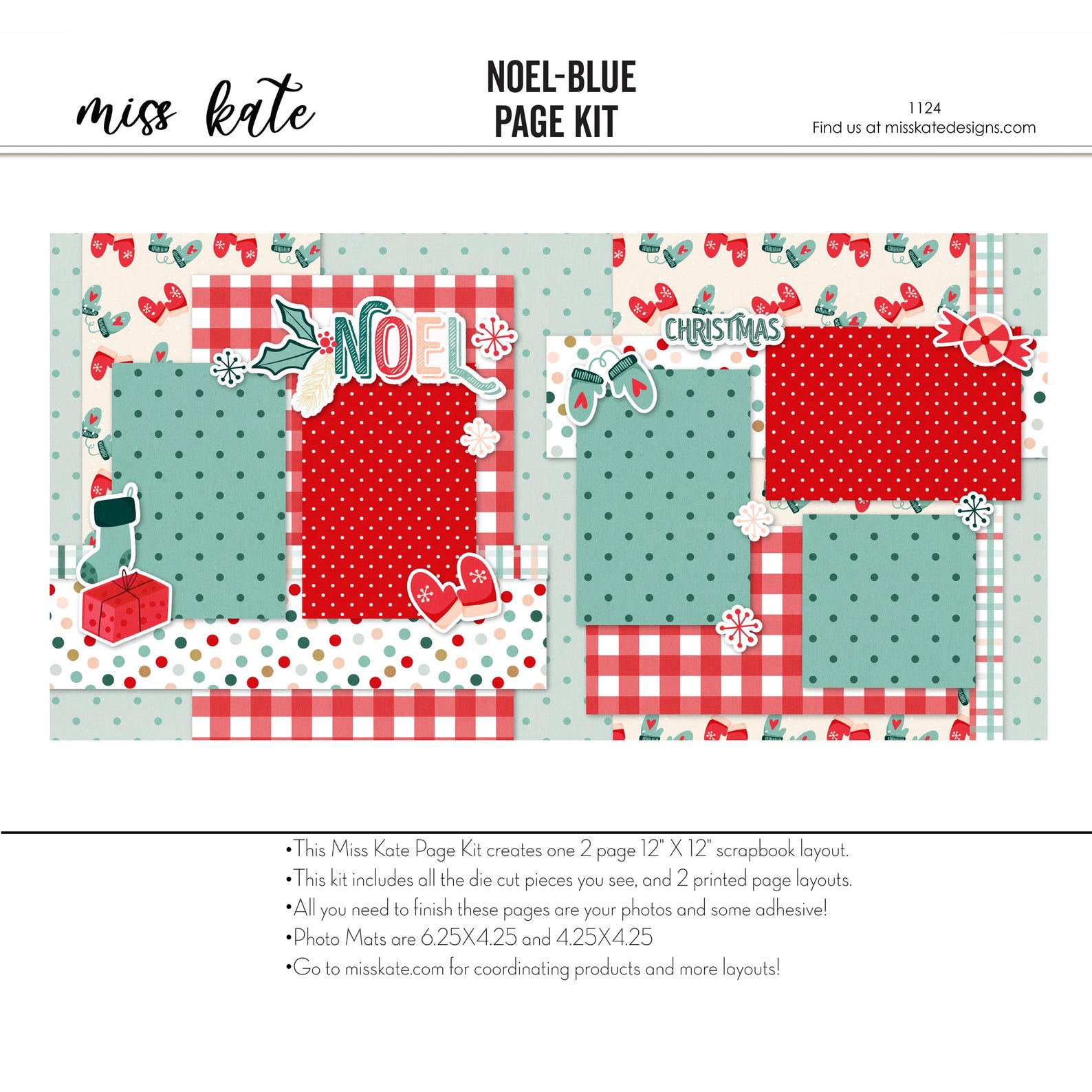 Noel Blue Scrapbook Page Kit - Christmas Scrapbooking Supplies, Holiday ...