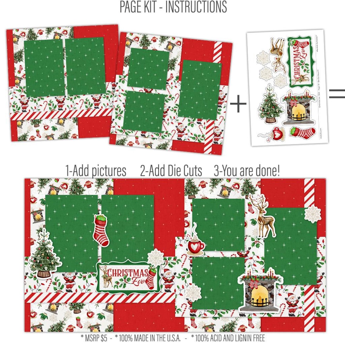 Christmas Eve Scrapbook Page Kit - 12x12 Holiday Scrapbooking, DIY ...