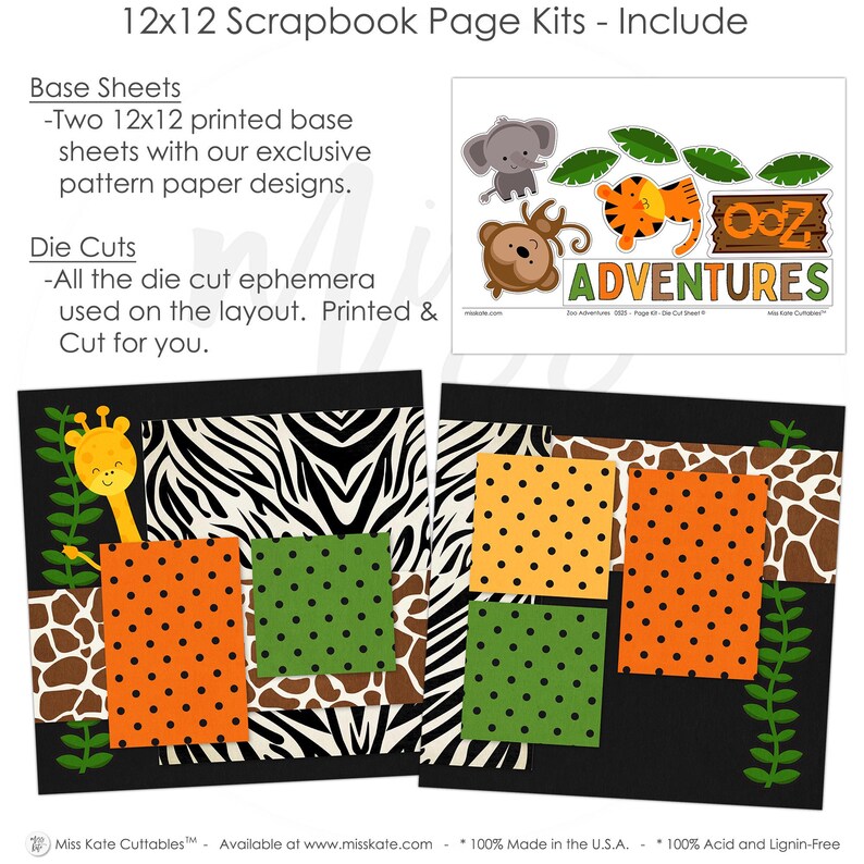 Zoo Adventures 12x12 Scrapbook Page Kit for Animal Lovers, Safari ...