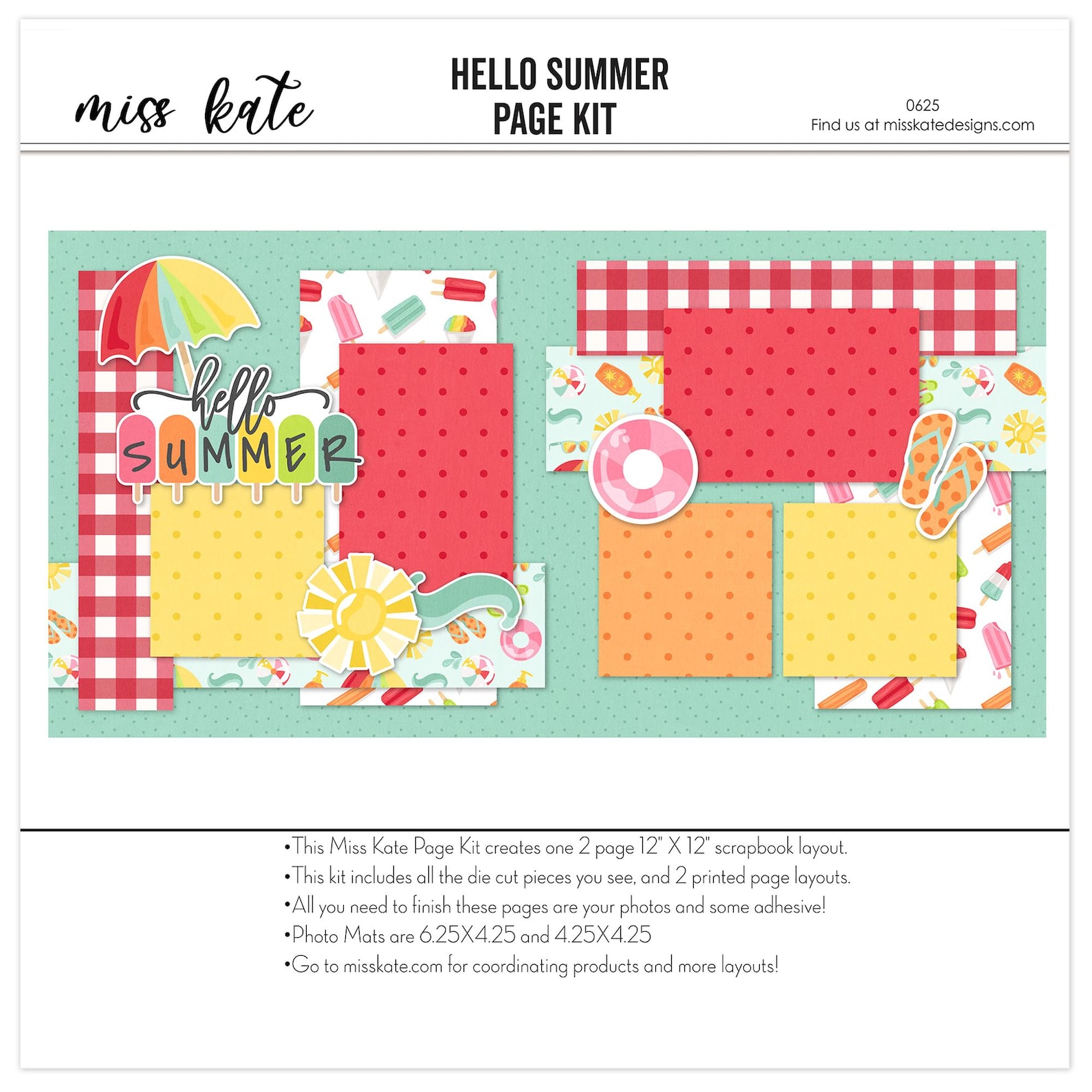 Hello Summer - 12x12 Scrapbook Page Kit – Family Album, Colorful Layout ...