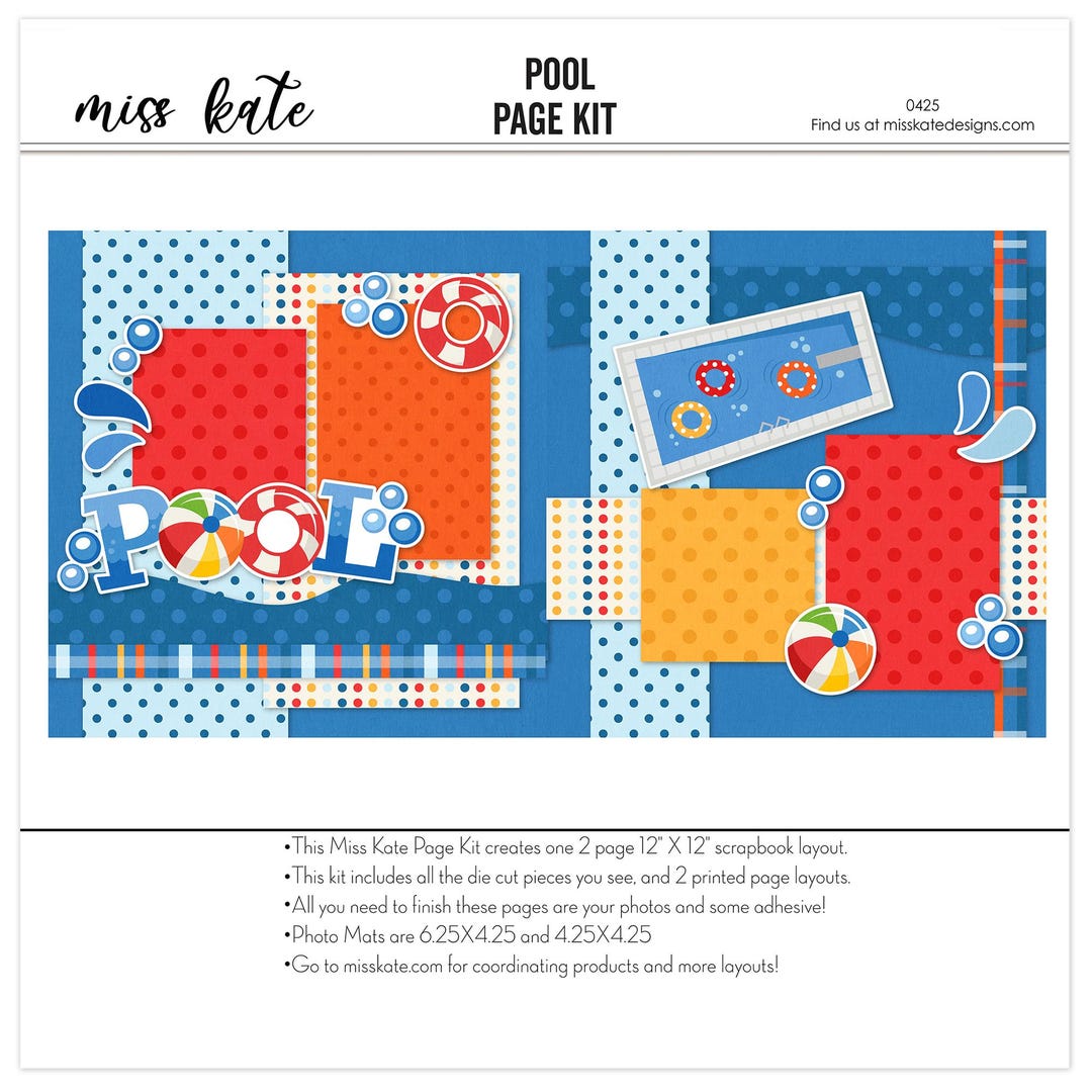 Pool Party - 12x12 Scrapbook Page Kit Summer Scrapbook Vacation Layout ...