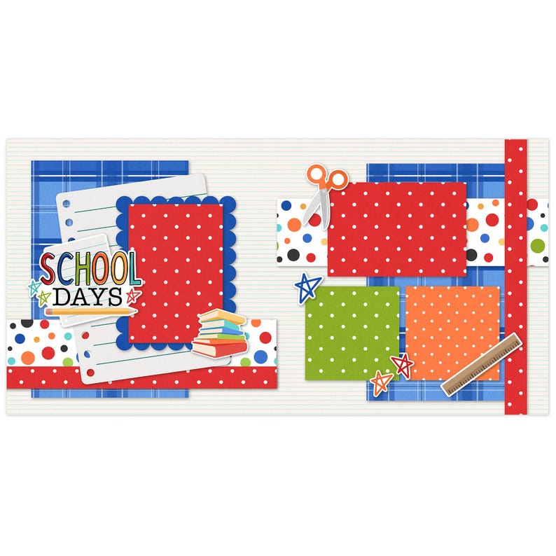 School Days - 12x12 Scrapbook Page Kit – Primary Colors, Classroom ...