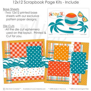 Summer Lovin' Scrapbook Page Kit 12x12 | Beach Scrapbook | Palm Tree ...