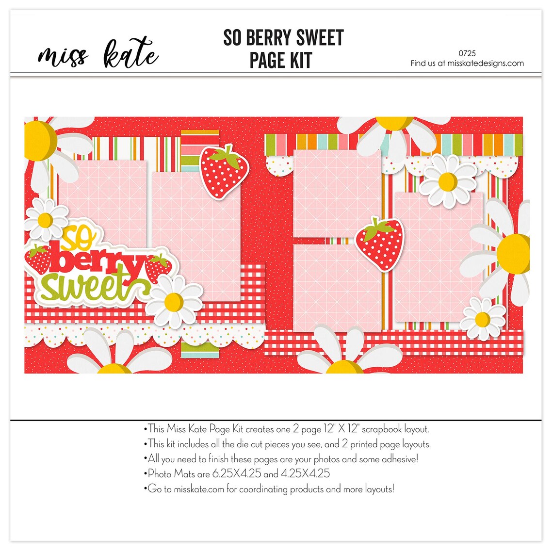 So Berry Sweet - 12x12 Scrapbook Page Kit – Strawberry Theme, Summer ...