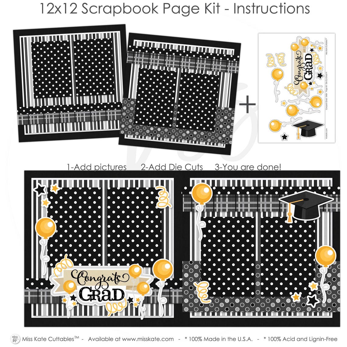 Congrats Grad 12x12 Scrapbook Page Kit High School College Graduation ...