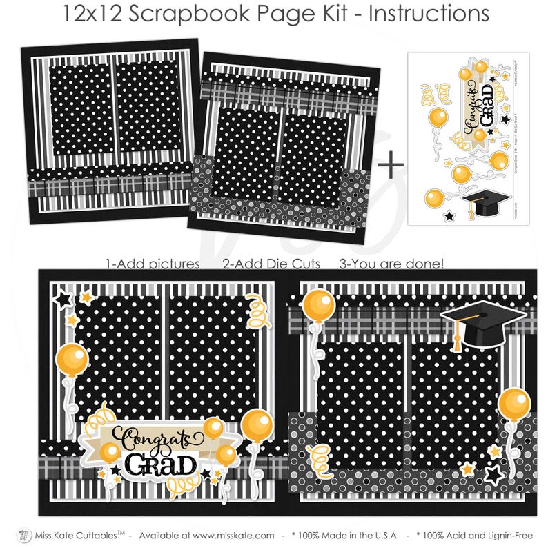 Congrats Grad 12x12 Scrapbook Page Kit High School College Graduation ...