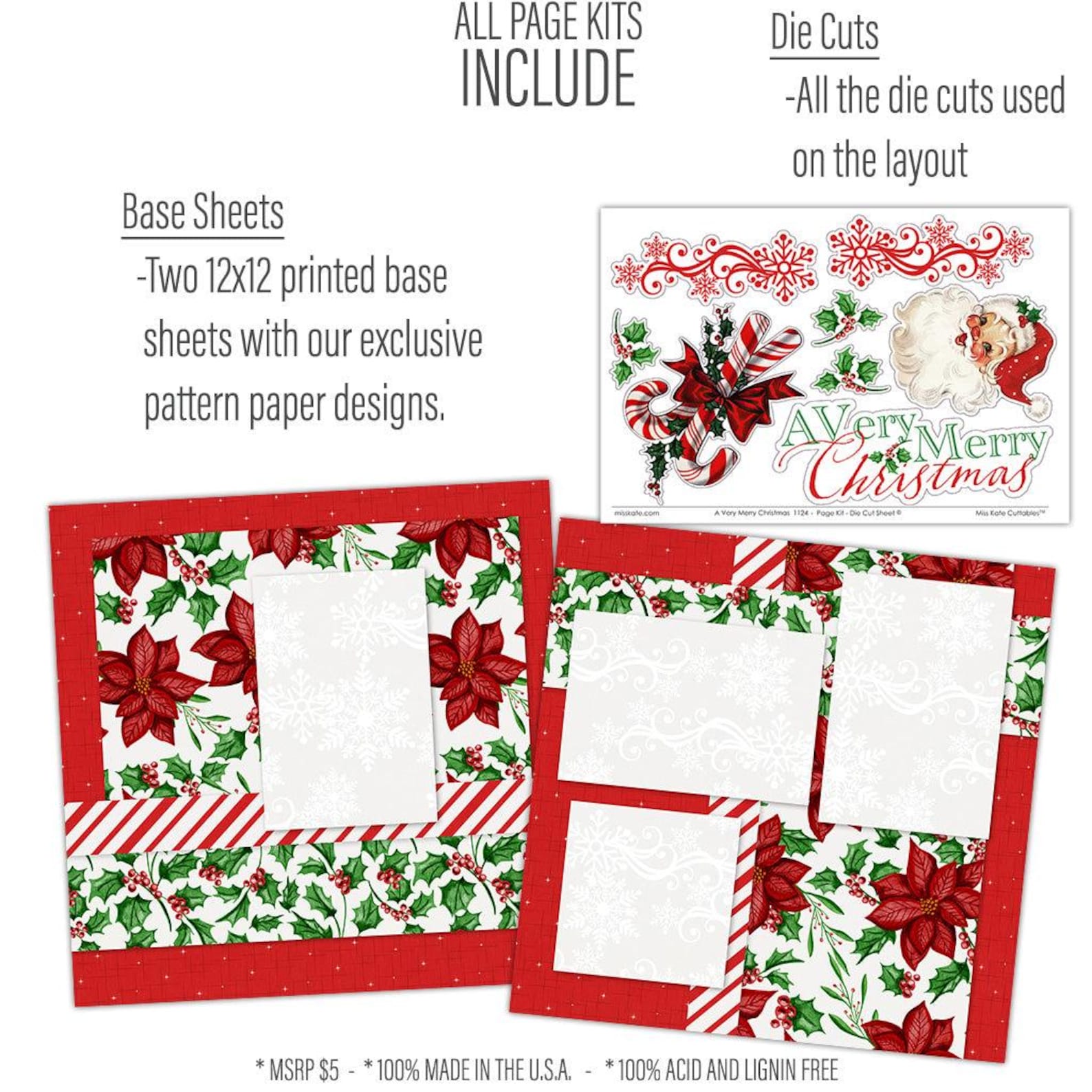 A Very Merry Christmas | 12x12 Scrapbook Page Kit Holiday Scrapbooking ...