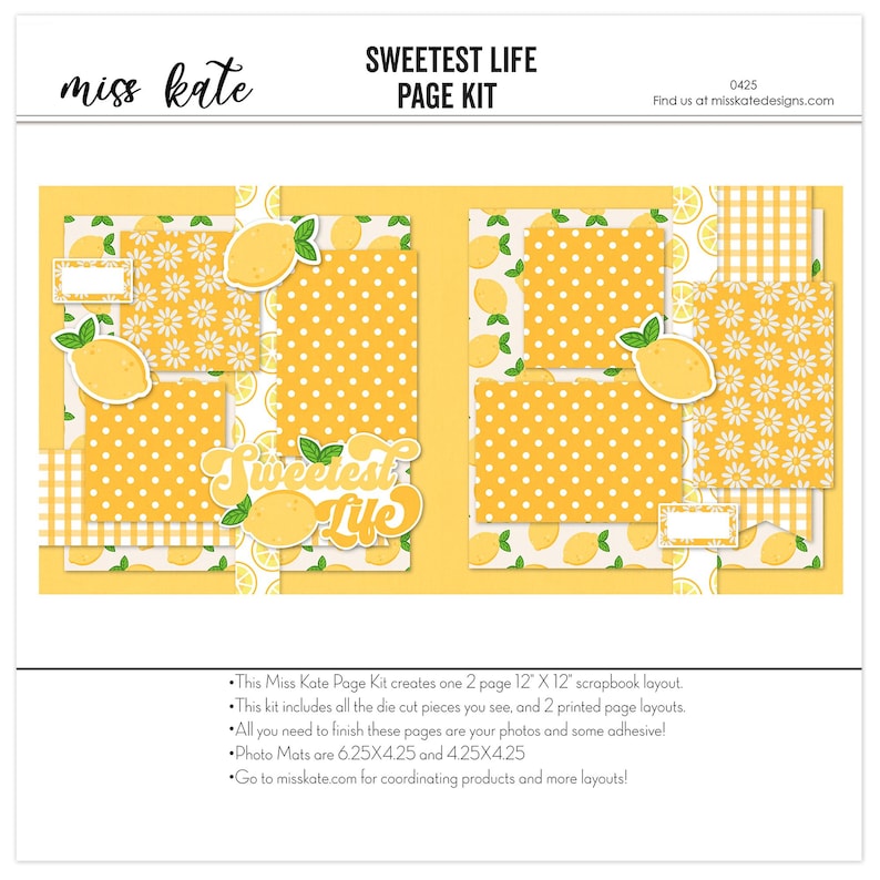Sweetest Life - 12x12 Scrapbook Page Kit for Summer Photos Lemon Layout ...