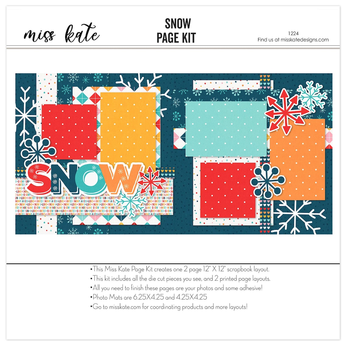 Snow Scrapbook Page Kit - Winter Scrapbooking Supplies Snowy Theme ...