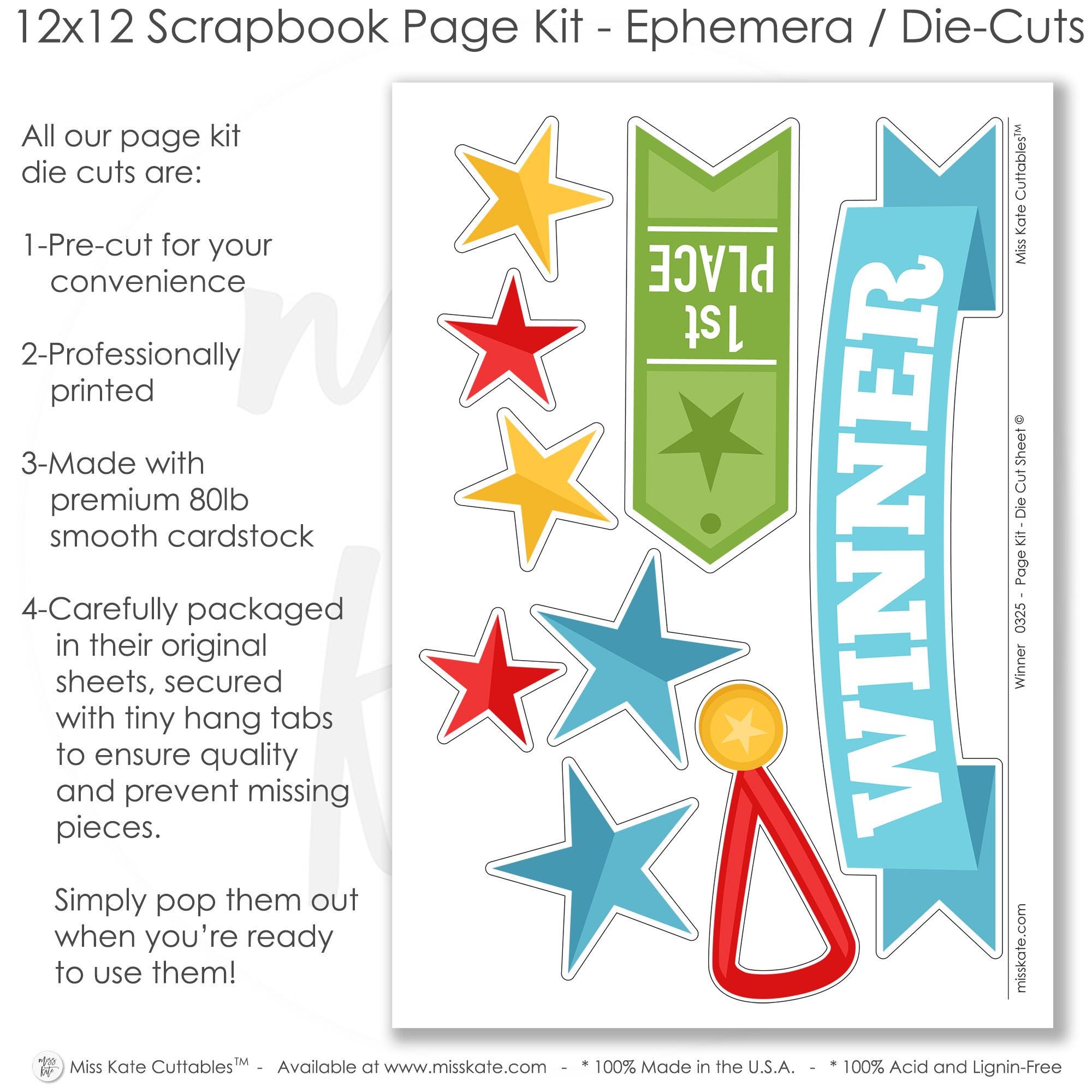 Winner - 12x12 Scrapbook Page Kit Sports School Award Star 1st Place ...