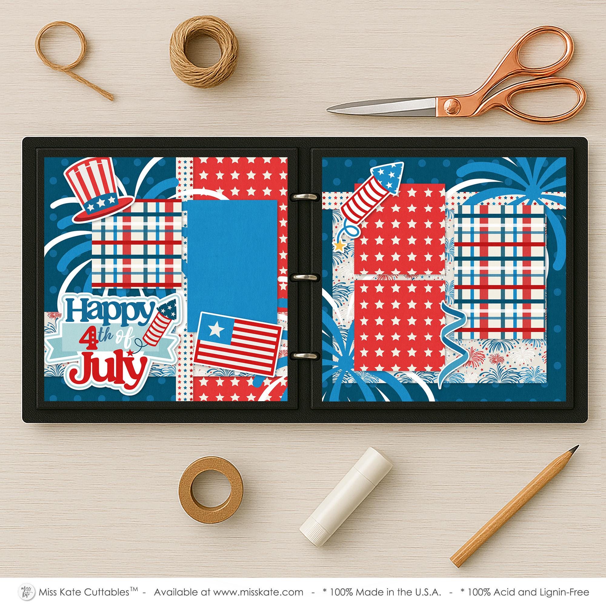 Happy 4th of July - 12x12 Scrapbook Page Kit – USA Album, Patriotic ...
