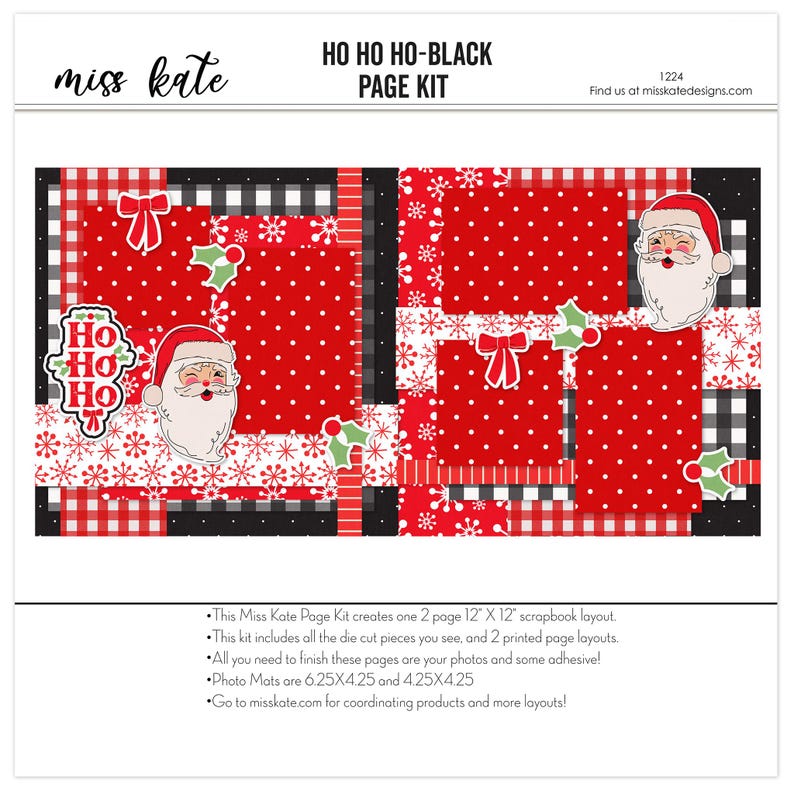 Ho Ho Ho Black Scrapbook Page Kit - Christmas 12x12 Scrapbooking ...