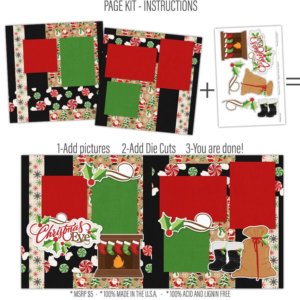 Christmas Eve Scrapbook Page Kit - Holiday Scrapbooking Supplies ...