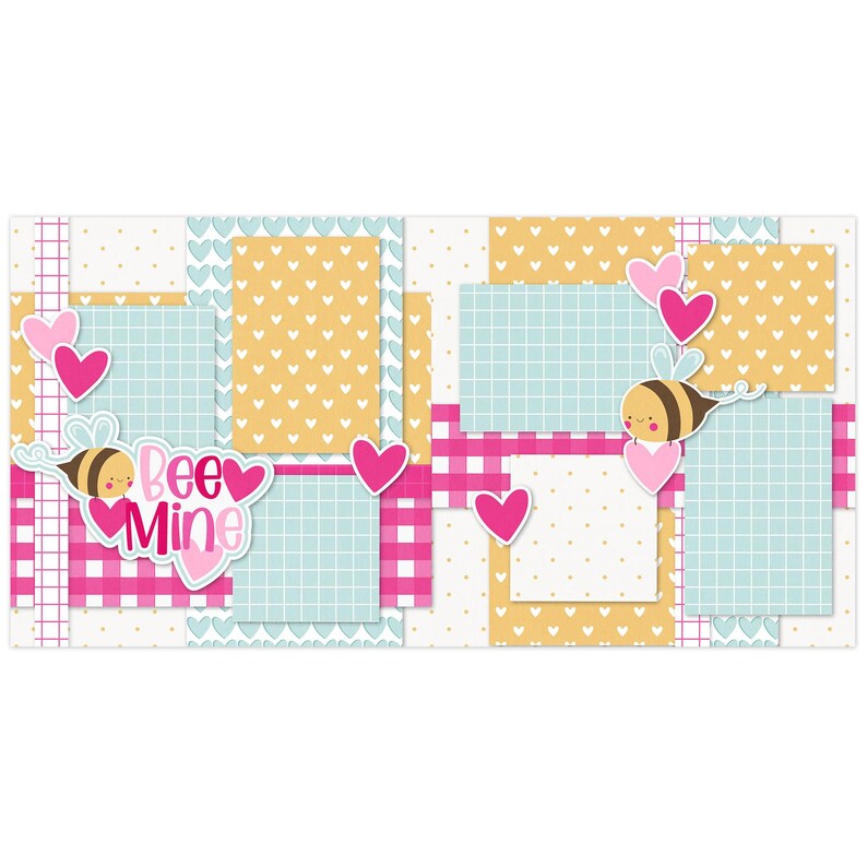 Bee Mine Valentine Scrapbook Kit, 12x12 Love Page Kit, Precut Heart ...