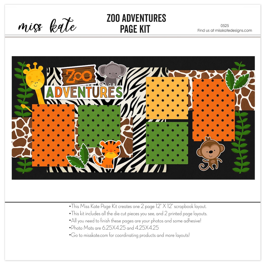 Zoo Adventures 12x12 Scrapbook Page Kit for Animal Lovers, Safari ...