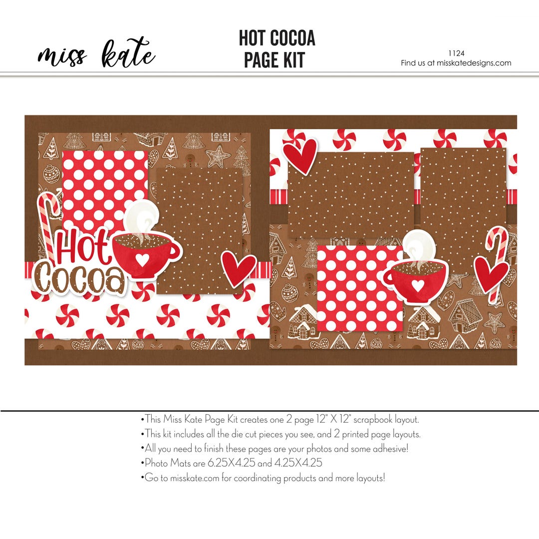Hot Cocoa Scrapbook Page Kit - Winter Scrapbook Kit - Snow Day Crafts ...