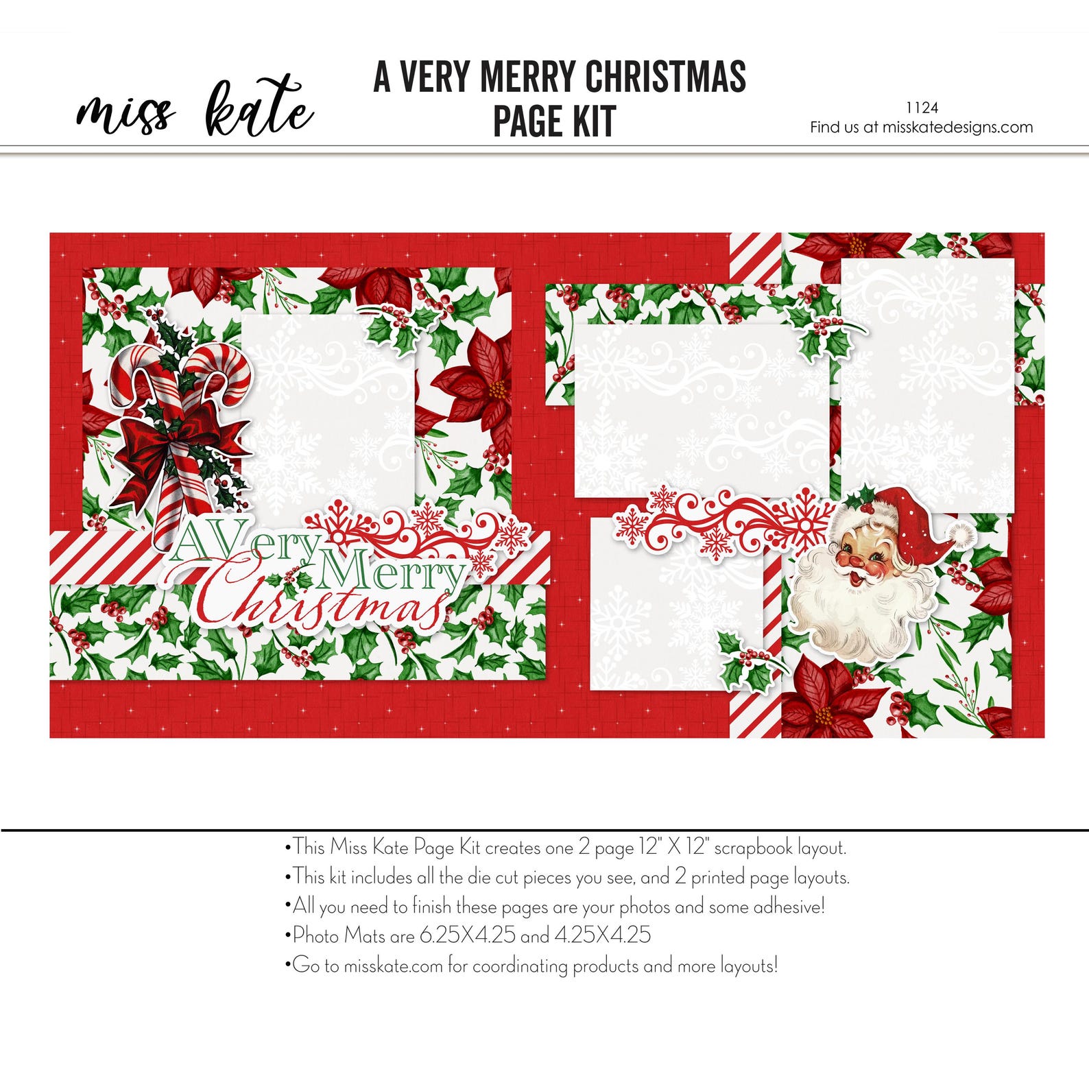 A Very Merry Christmas | 12x12 Scrapbook Page Kit Holiday Scrapbooking ...