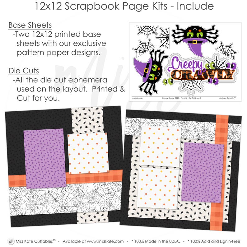 Creepy Crawly - 12x12 Scrapbook Page Kit – Halloween Crafts, Spider ...