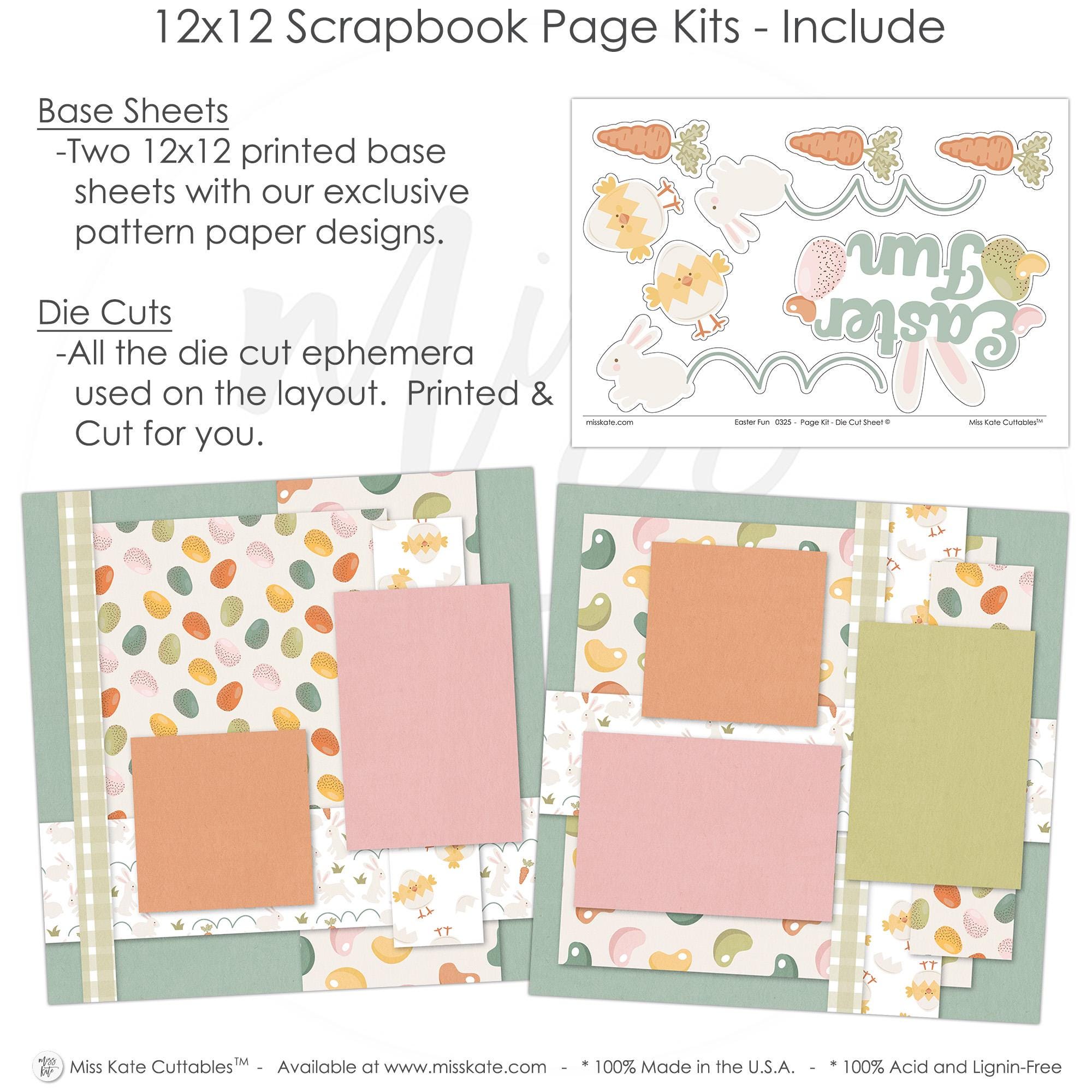 Easter Fun 12x12 Scrapbook Page Kit Pastel Paper Bunny Die Cuts Egg ...