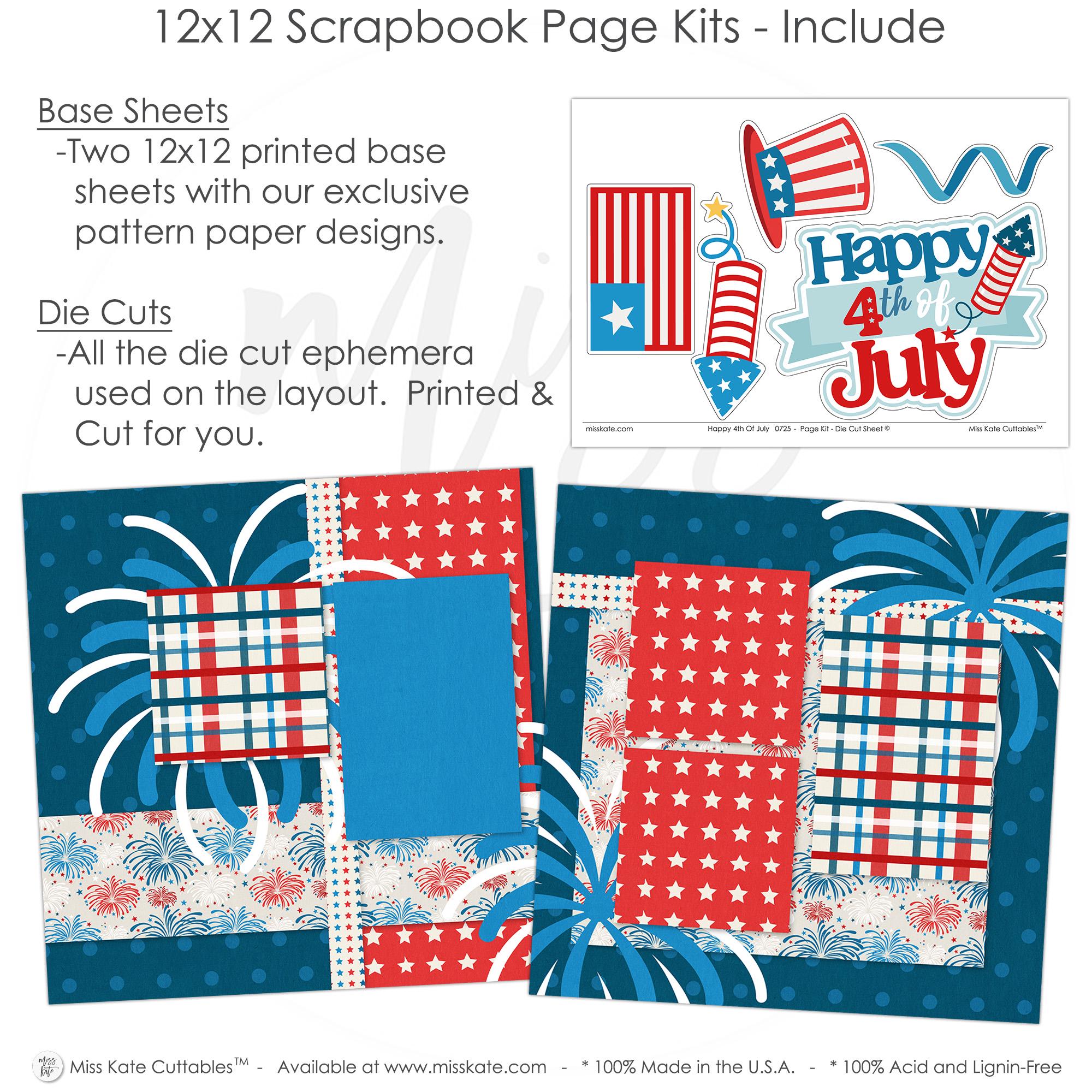 Happy 4th of July - 12x12 Scrapbook Page Kit – USA Album, Patriotic ...