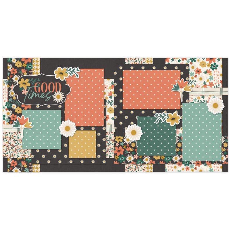 Good Times 12x12 Scrapbook Page Kit Vintage Floral Page Layout DIY ...