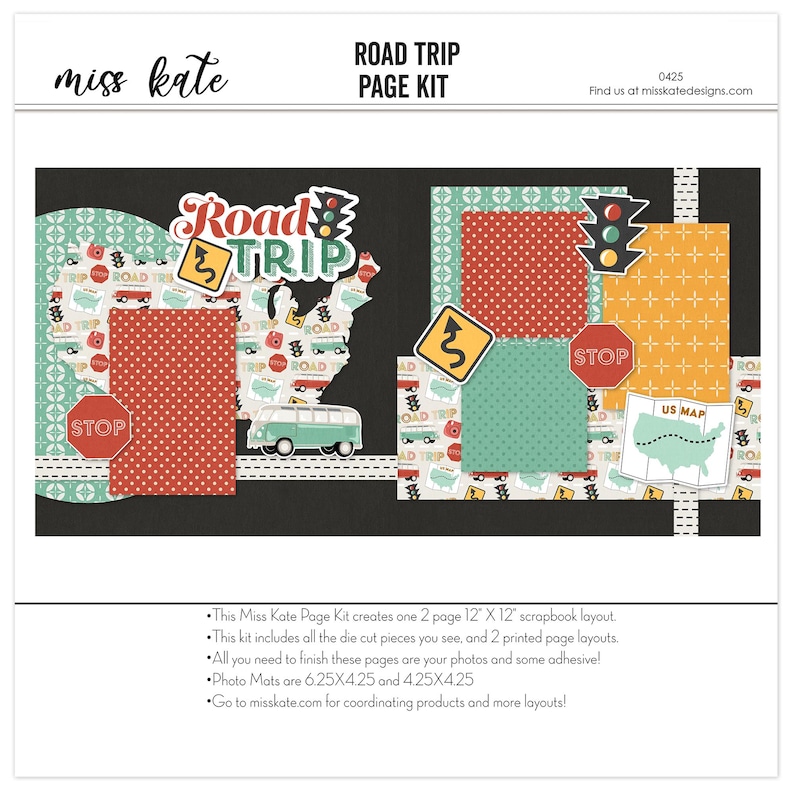 Road Trip 12x12 Scrapbook Page Kit for Vacation Memories, Travel ...