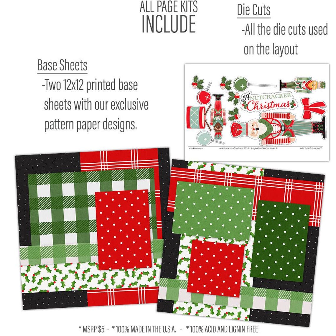 A Nutcracker Christmas Scrapbook Page Kit Holiday Scrapbooking Supplies ...