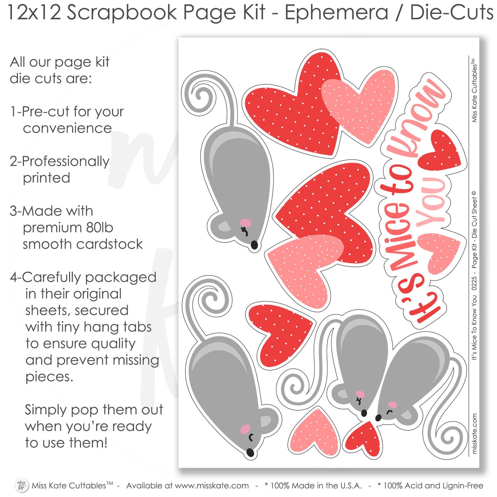 It’s Mice to Know You - Scrapbook Page Kit Valentine Paper Love Theme ...
