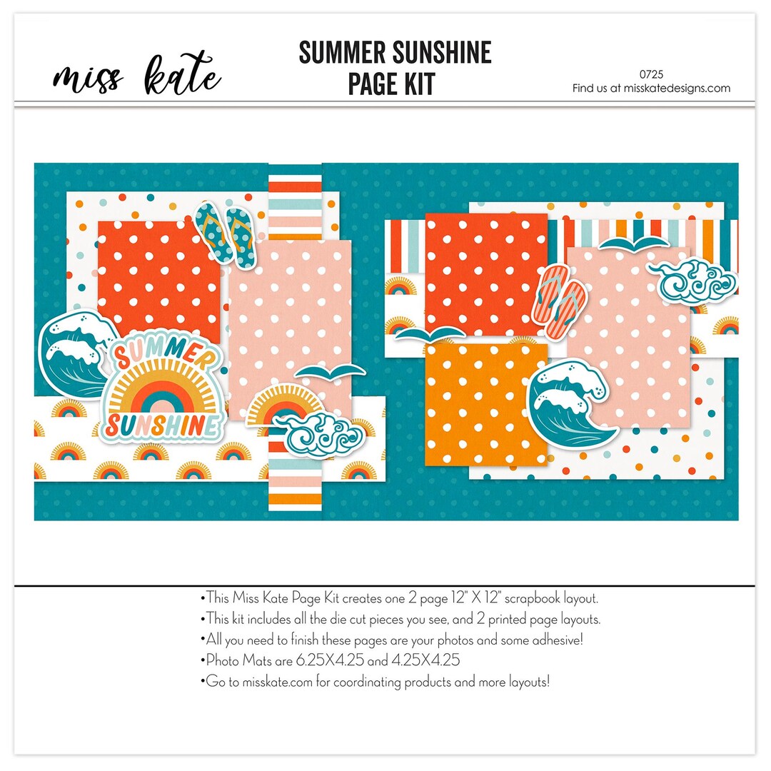 Summer Sunshine - 12x12 Scrapbook Page Kit – Vacation Album, Flip Flop ...