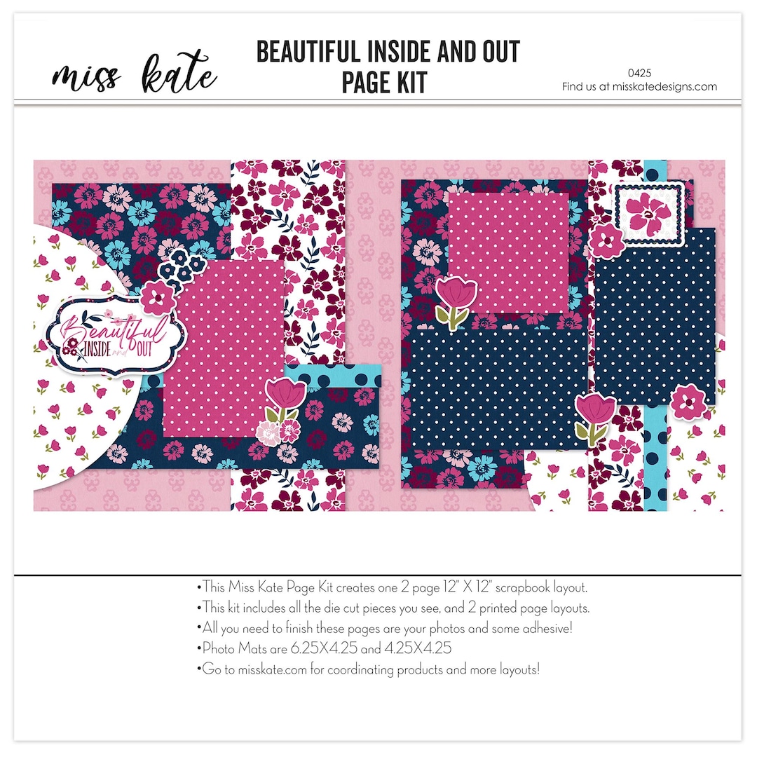 Beautiful Inside and Out - 12x12 Scrapbook Page Kit Floral Scrapbook ...