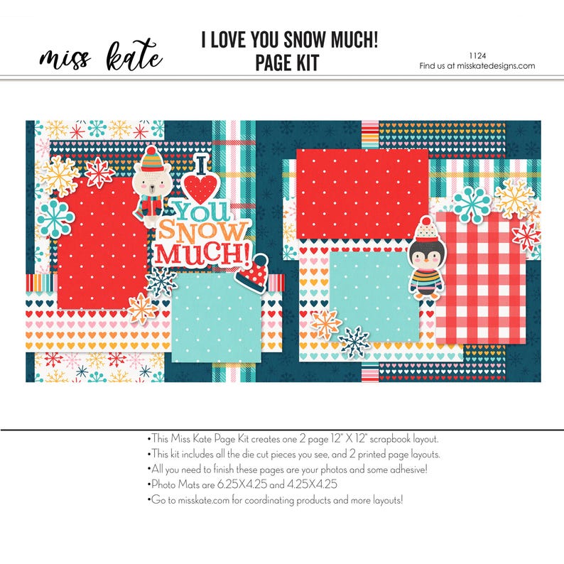I Love You Snow Much Scrapbook Page Kit - Winter Scrapbooking Supplies ...