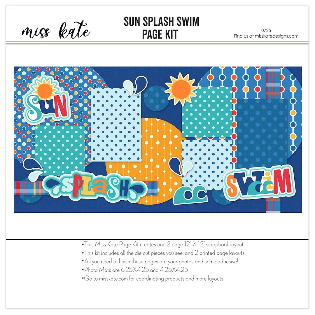 Sun Splash Swim - 12x12 Scrapbook Page Kit – Pool Day Layout, Water ...