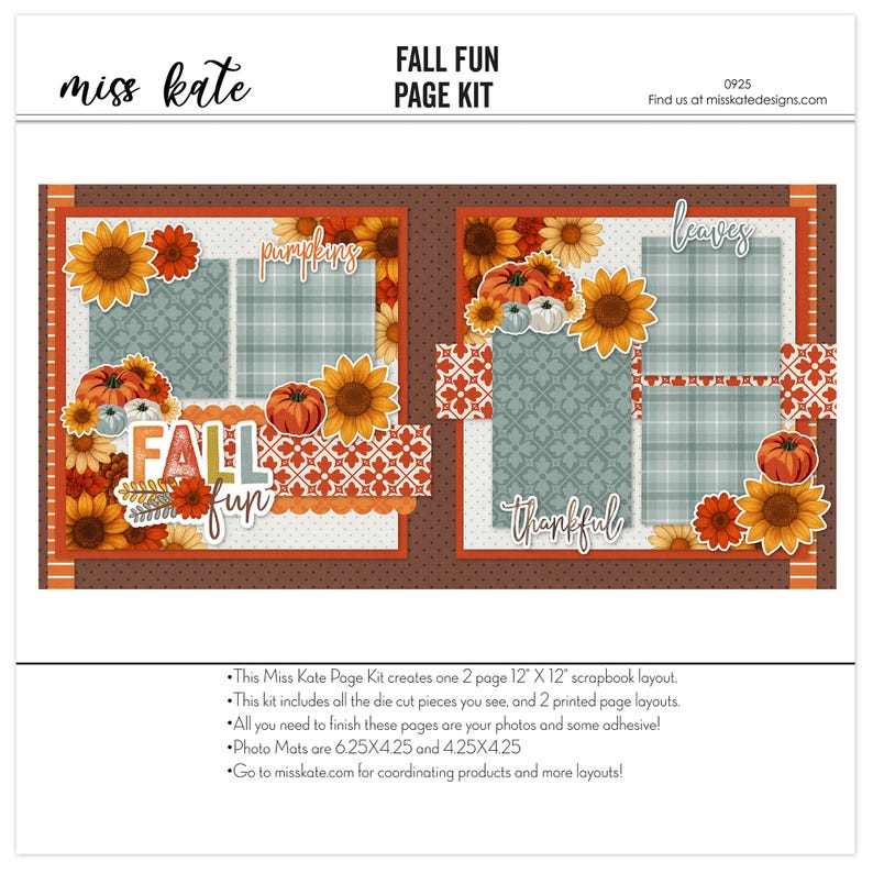 Fall Fun - 12x12 Scrapbook Page Kit – Autumn Paper Crafts, Pumpkin ...