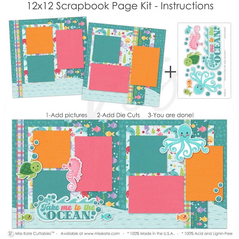 Take Me to the Ocean 12x12 Scrapbook Page Kit Beach Vacation Paper Sea ...