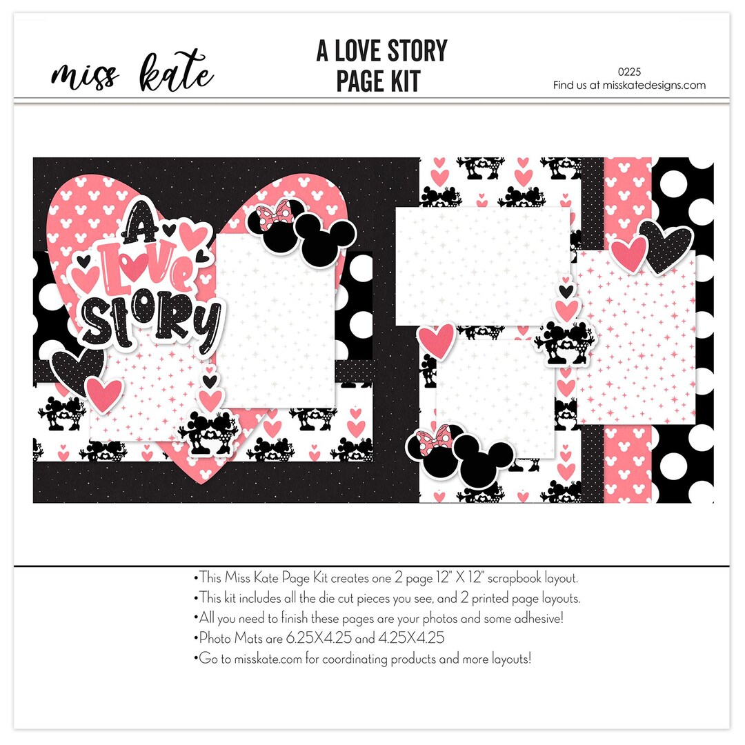 A Love Story Scrapbook Page Kit, 12x12 for Disney Page Kit, Mickey ...
