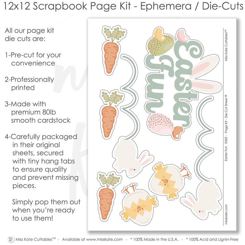 Easter Fun 12x12 Scrapbook Page Kit Pastel Paper Bunny Die Cuts Egg ...