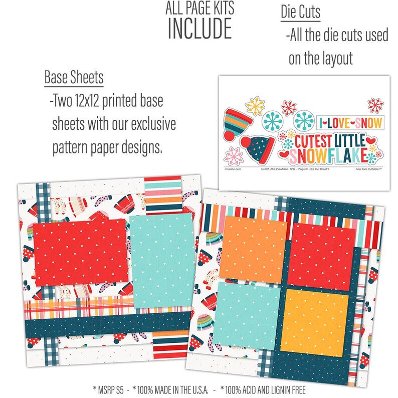 Cutest Little Snowflake - 12x12 Scrapbook Page Kit - Etsy