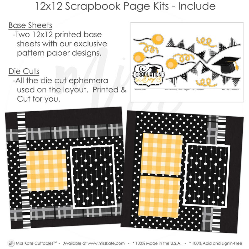 Graduation Day - 12x12 Scrapbook Page Kit – Photo Mats, Cap Toss, Grad ...