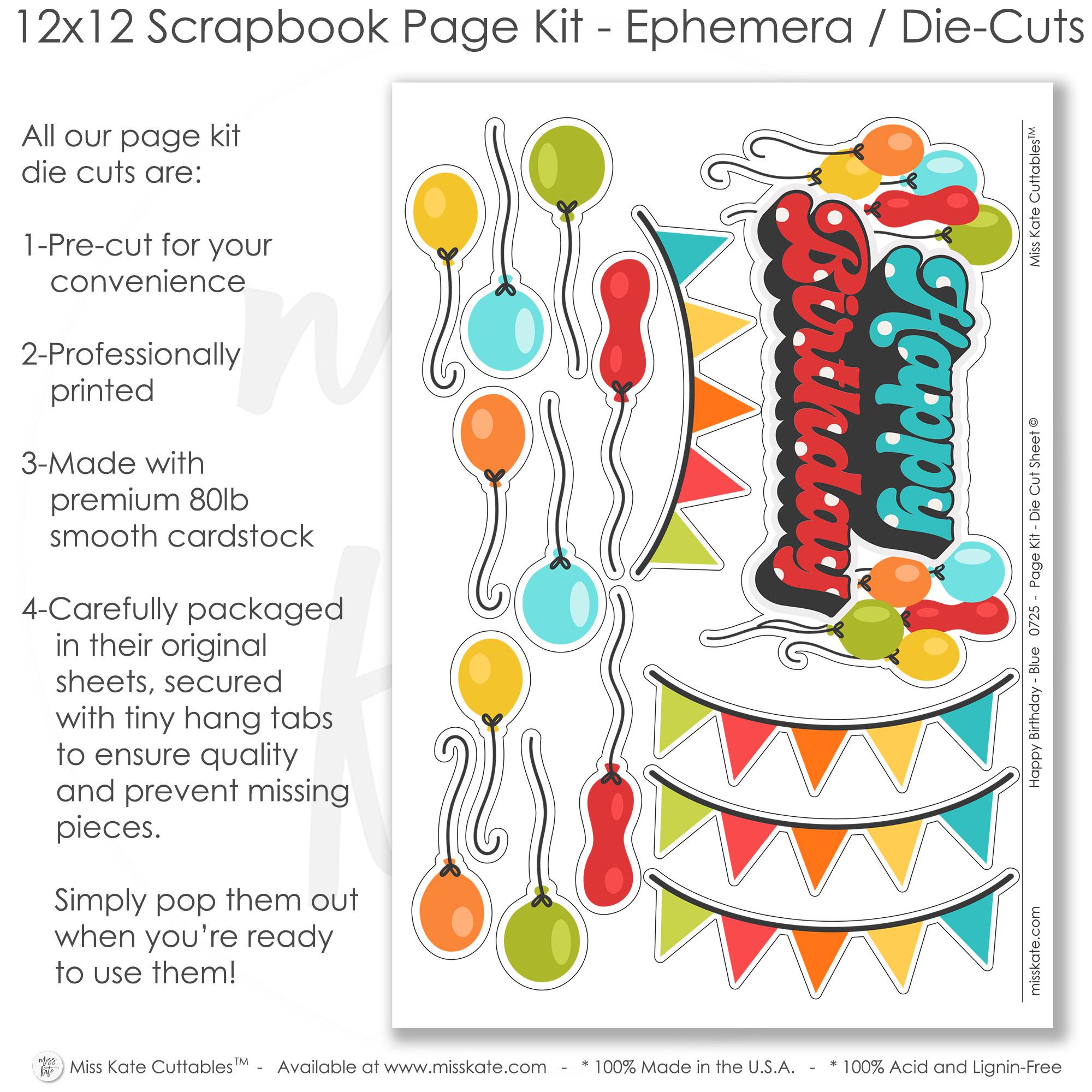 Happy Birthday Blue - 12x12 Scrapbook Page Kit – Balloon Stickers ...